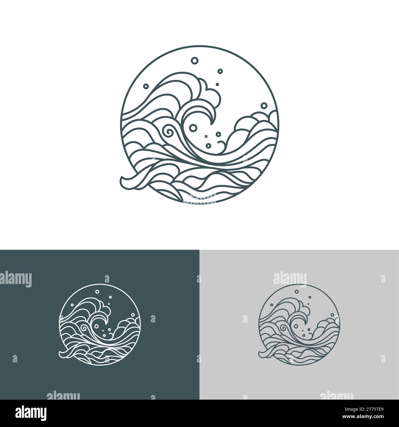 Minimalist vector illustration of ocean wave line art logo Stock Vector ...