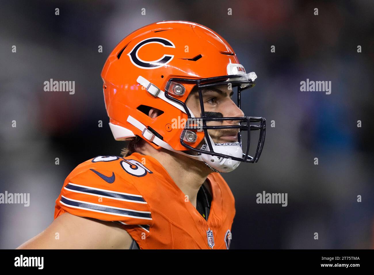 Chicago Bears tight end Cole Kmet runs out onto the field as he is ...