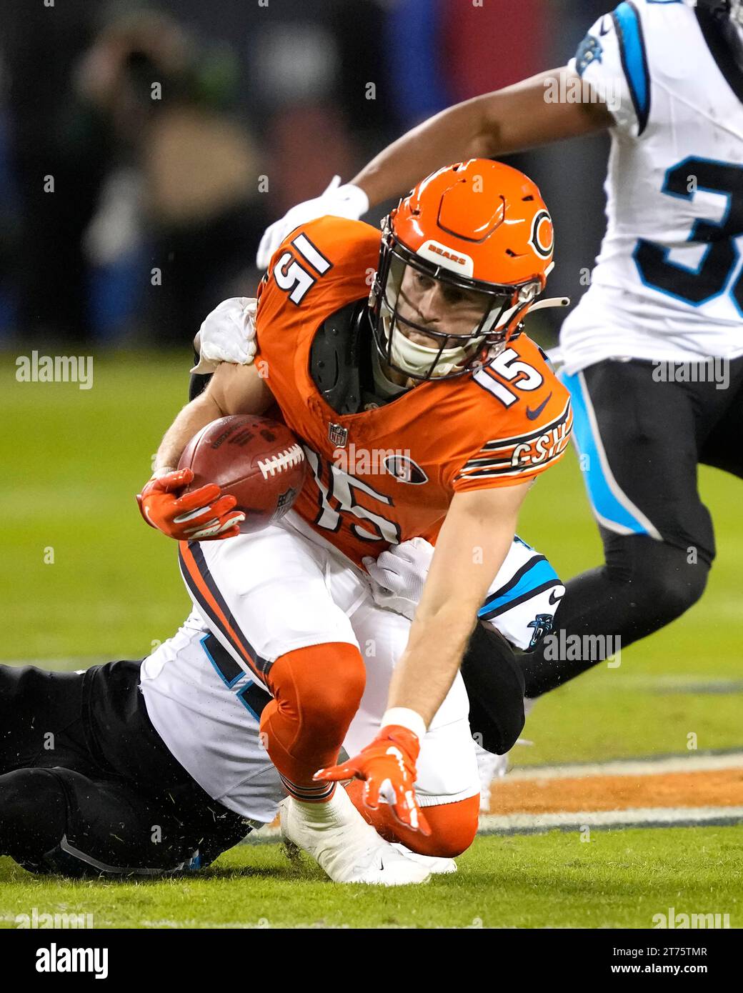 Chicago Bears wide receiver Trent Taylor carries the ball during an NFL ...