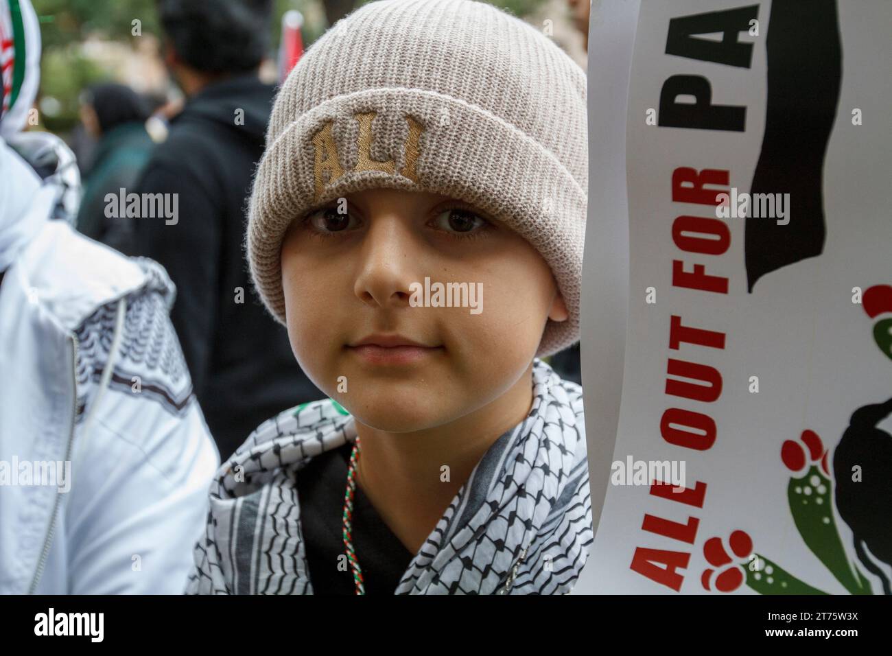Austin, Texas, USA. 12th Nov, 2023. A young Palestinian support ...