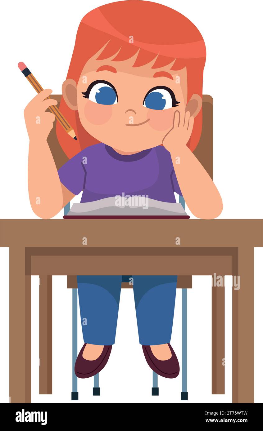 student girl writing on desk Stock Vector Image & Art - Alamy
