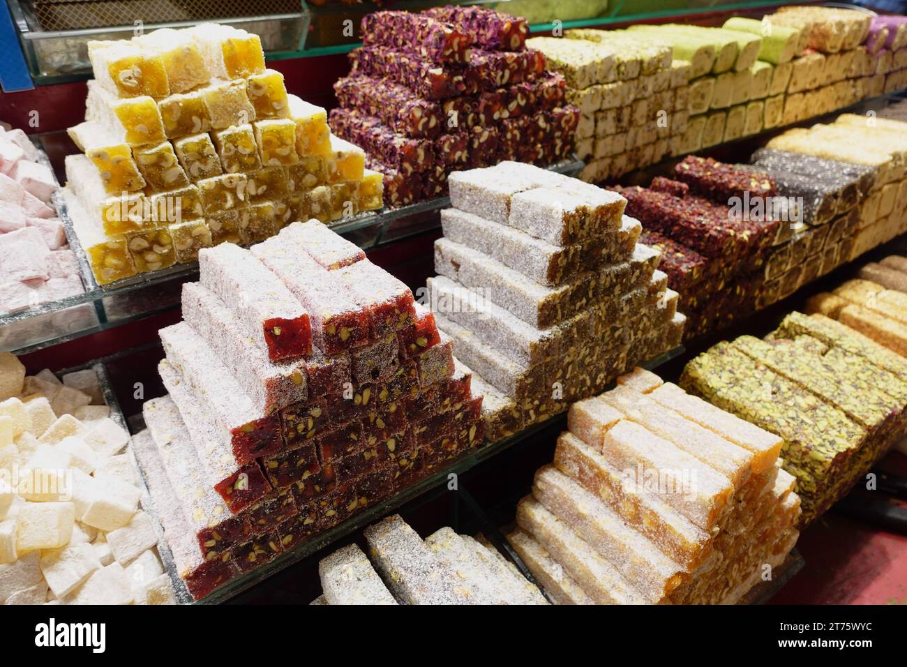 Turkish traditional sweet Turkish delight sold in the market Stock ...