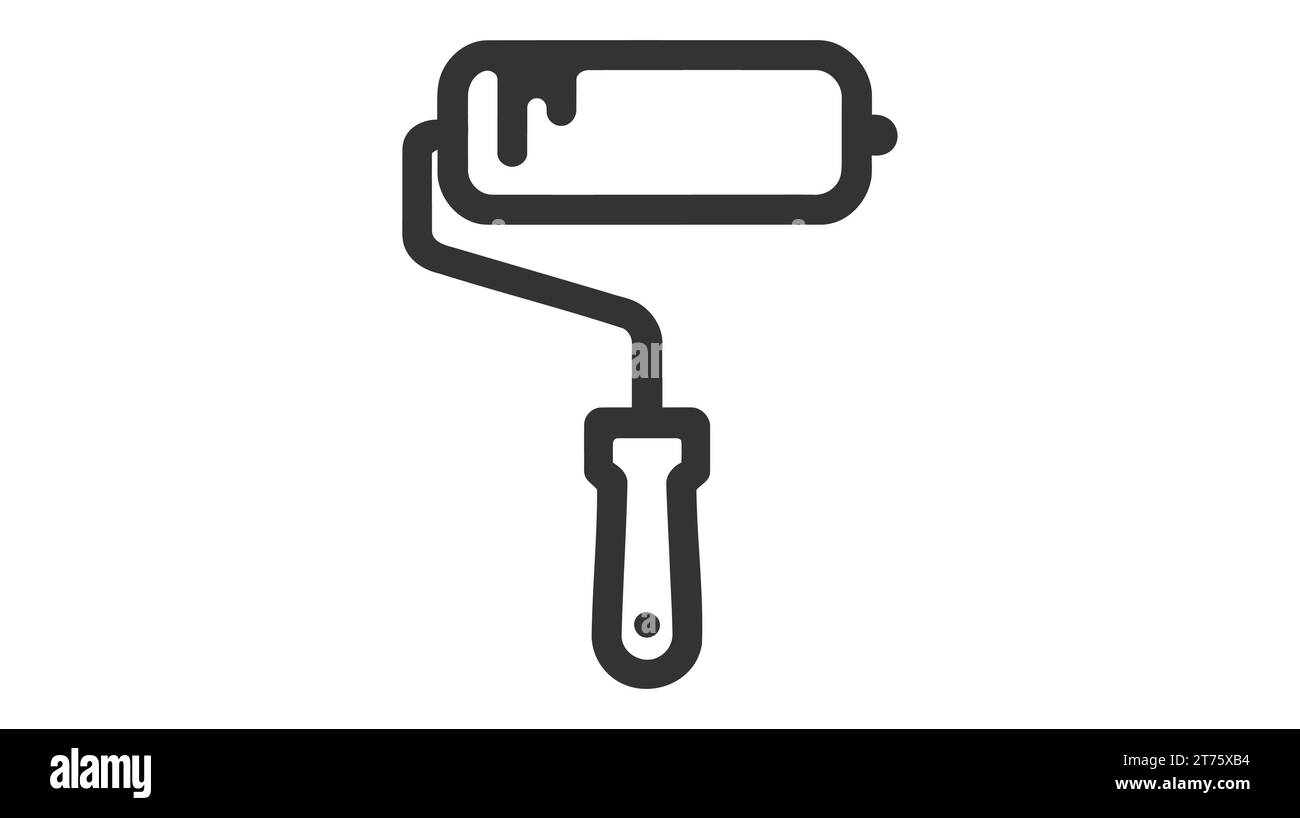 Vector icon of a paint roller on white background Stock Vector Image ...