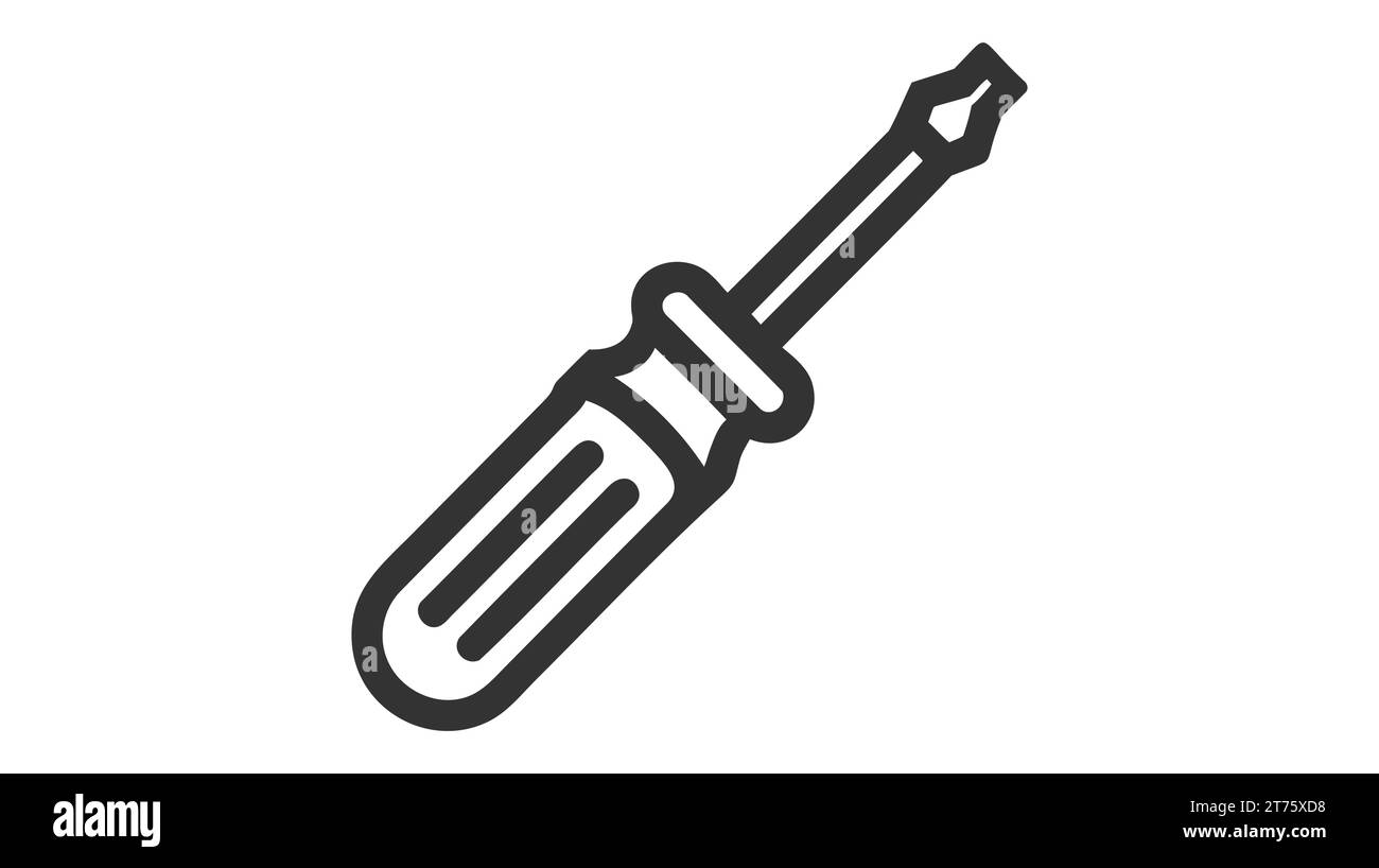 Black and white vector illustration of a flathead screwdriver ...