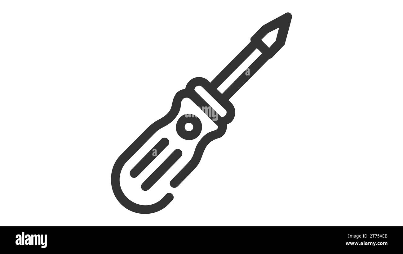 Black and white vector illustration of a flathead screwdriver ...