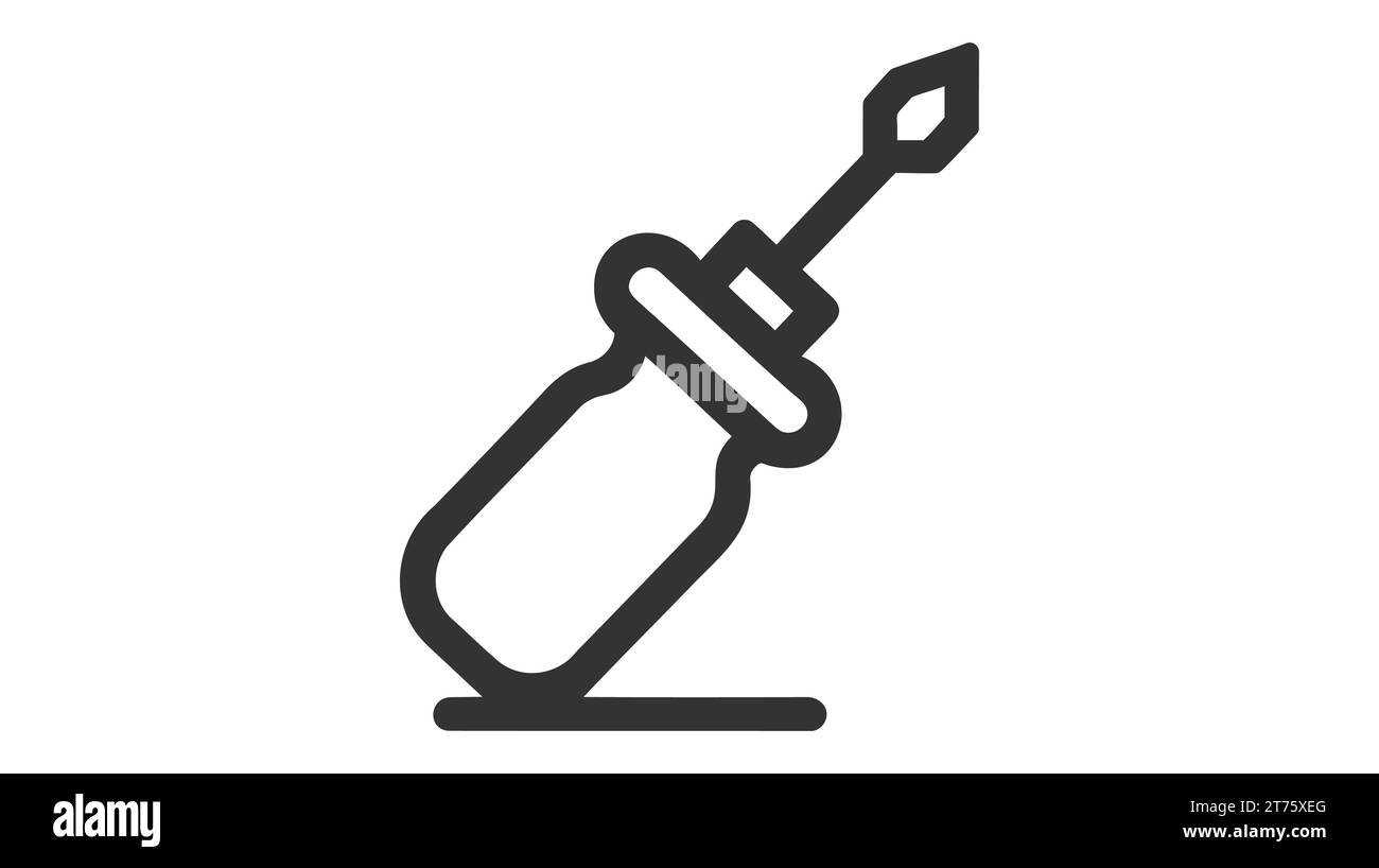 Black and white vector illustration of a flathead screwdriver ...