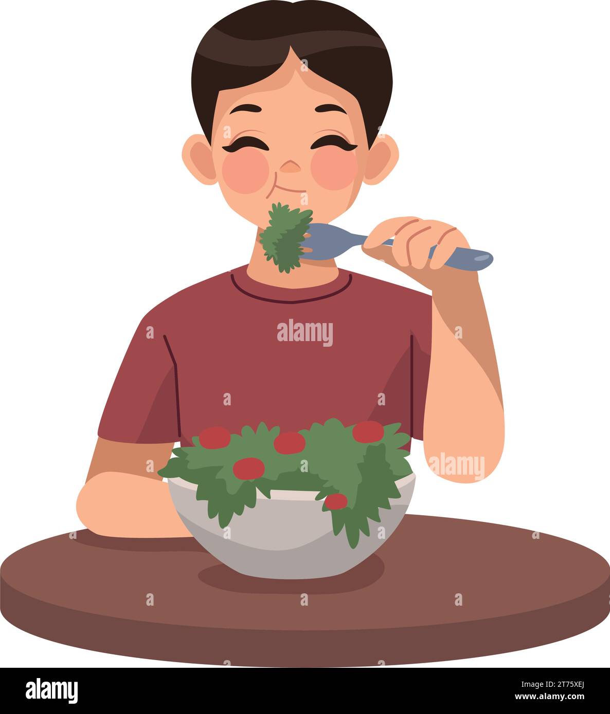 man eating nutrition salad Stock Vector Image & Art - Alamy