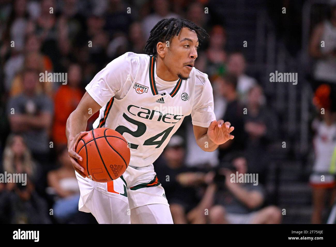 CORAL GABLES, FL - NOVEMBER 13: Miami guard Nijel Pack (24) handles the ...