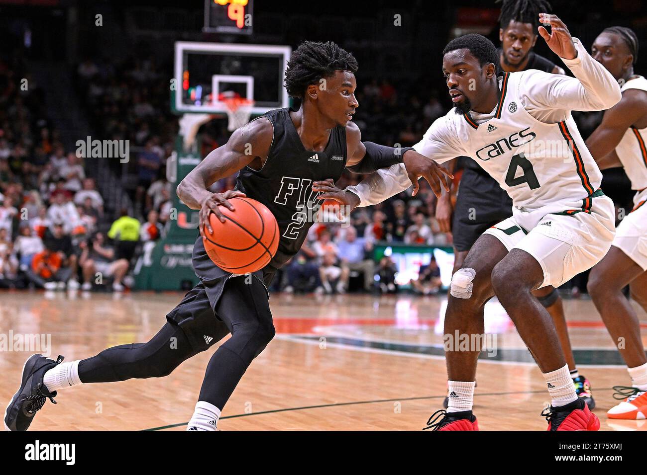 CORAL GABLES, FL - NOVEMBER 13: FIU guard Arturo Dean (2) drives to the ...
