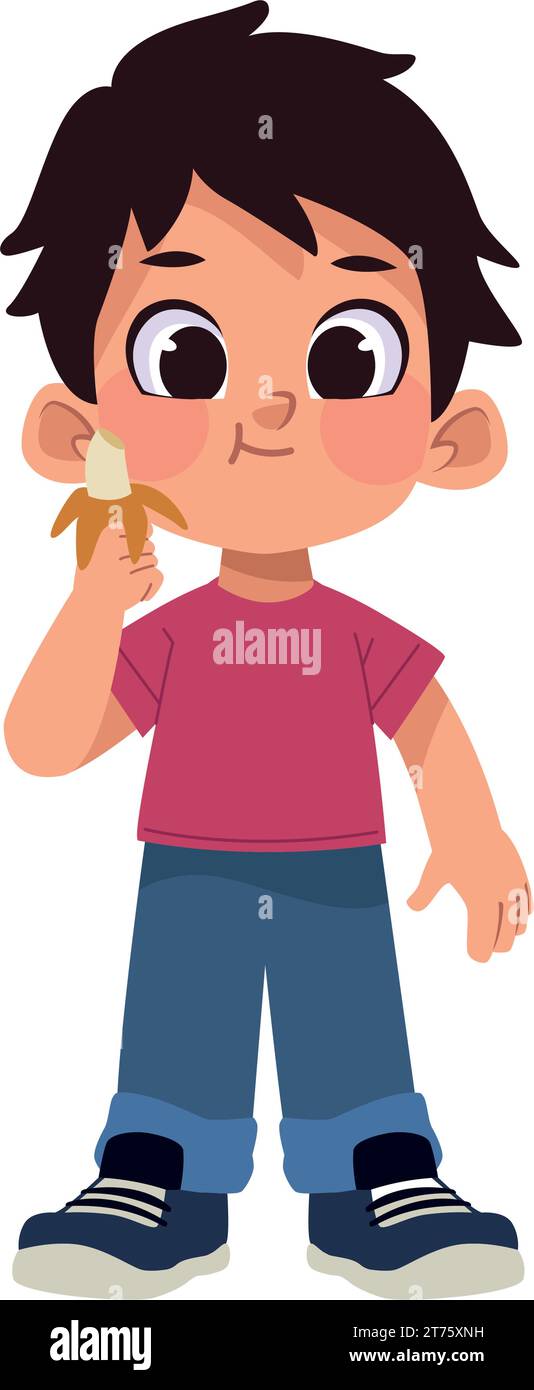 boy eating banana nutrition Stock Vector Image & Art - Alamy