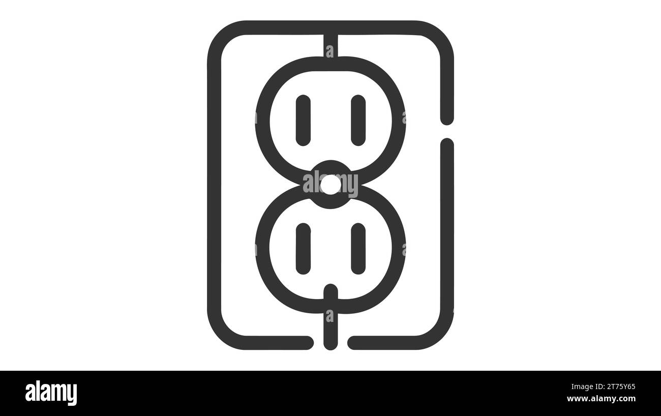 Electric Outlet Icon. Bold outline design with editable stroke width. Vector Illustration Stock ...