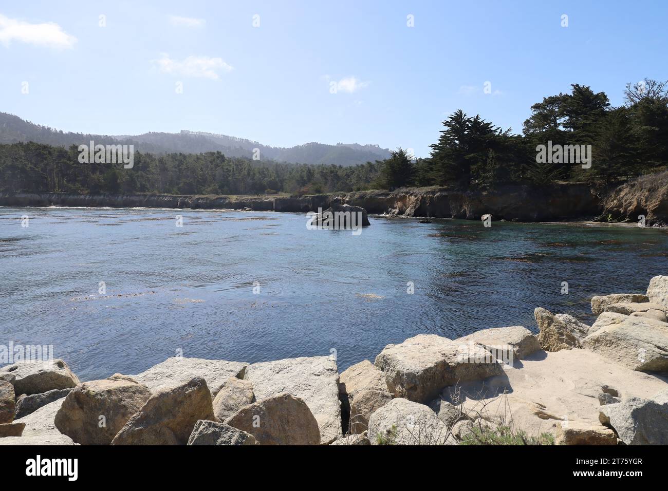 Rocks, beaches, and sky in Point Lobos State park in California Stock ...
