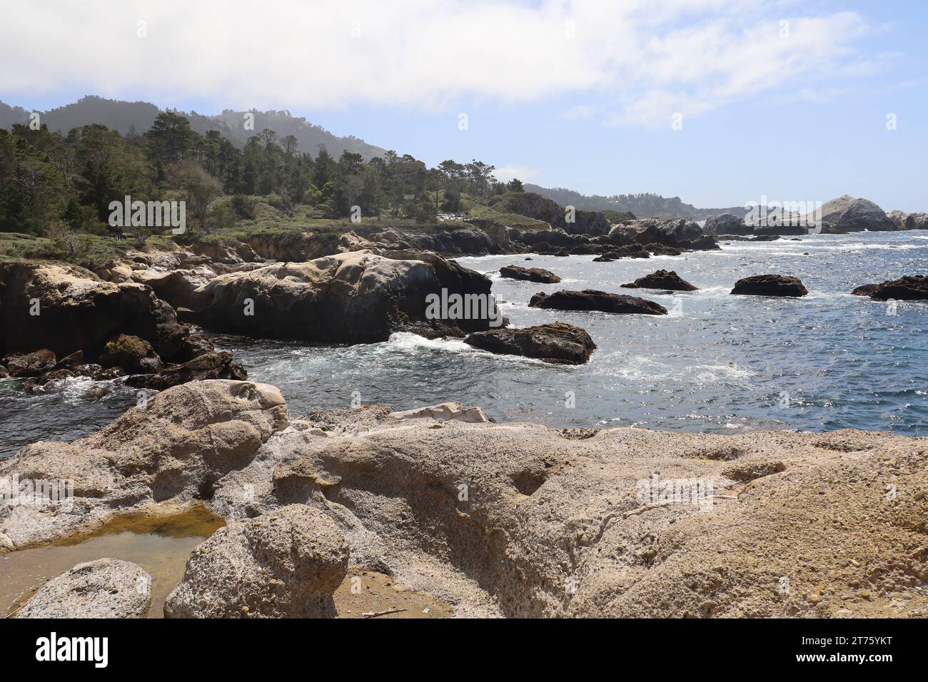 Rocks, beaches, and sky in Point Lobos State park in California Stock ...