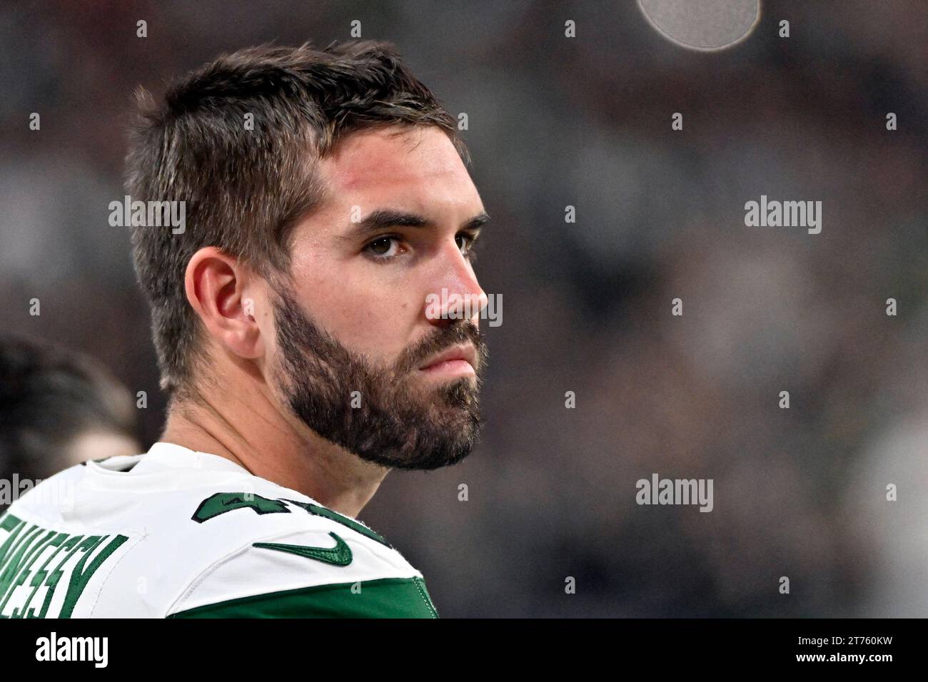New York Jets long snapper Thomas Hennessy looks on during an NFL ...