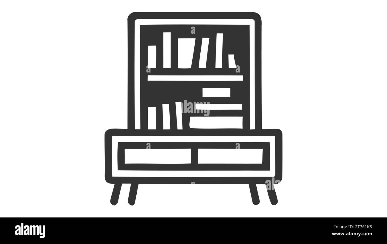 Bookshelf icon. Outline illustration of bookshelf vector icon for web ...