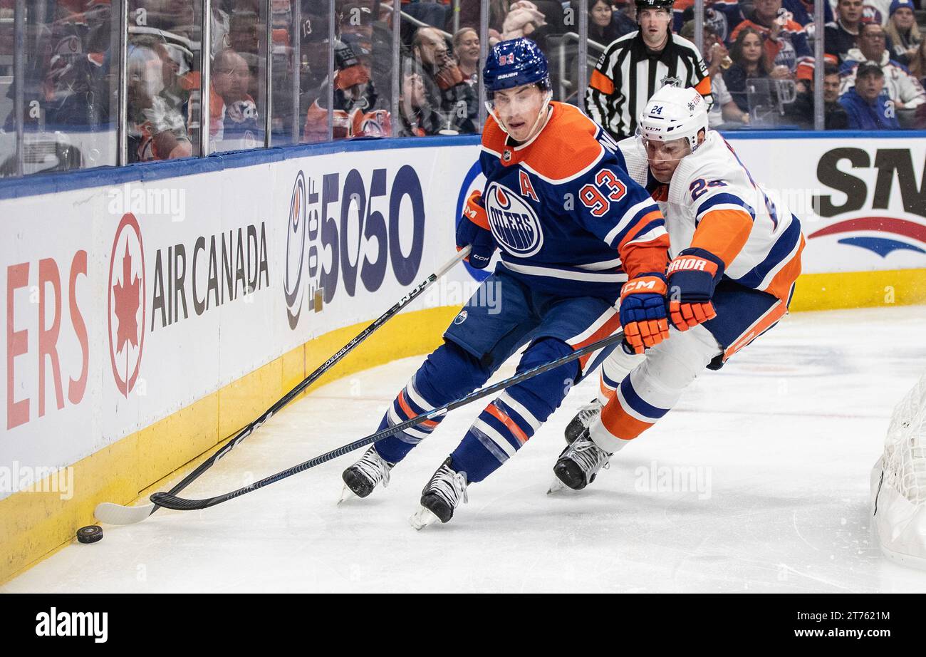 New York Islanders' Scott Mayfield and Edmonton Oilers' Ryan Nugent ...