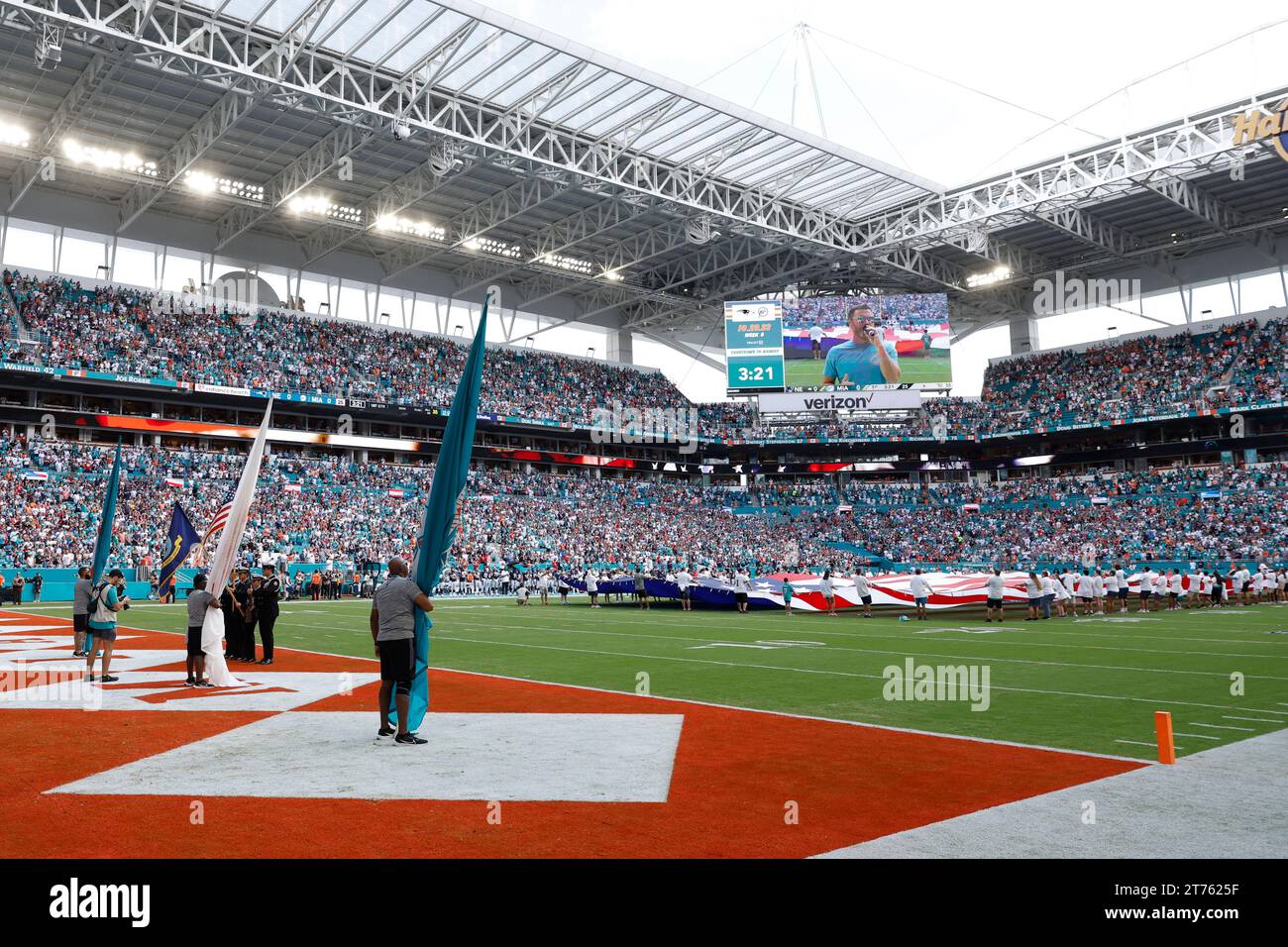 Color guard and American flag in a general view during the national ...