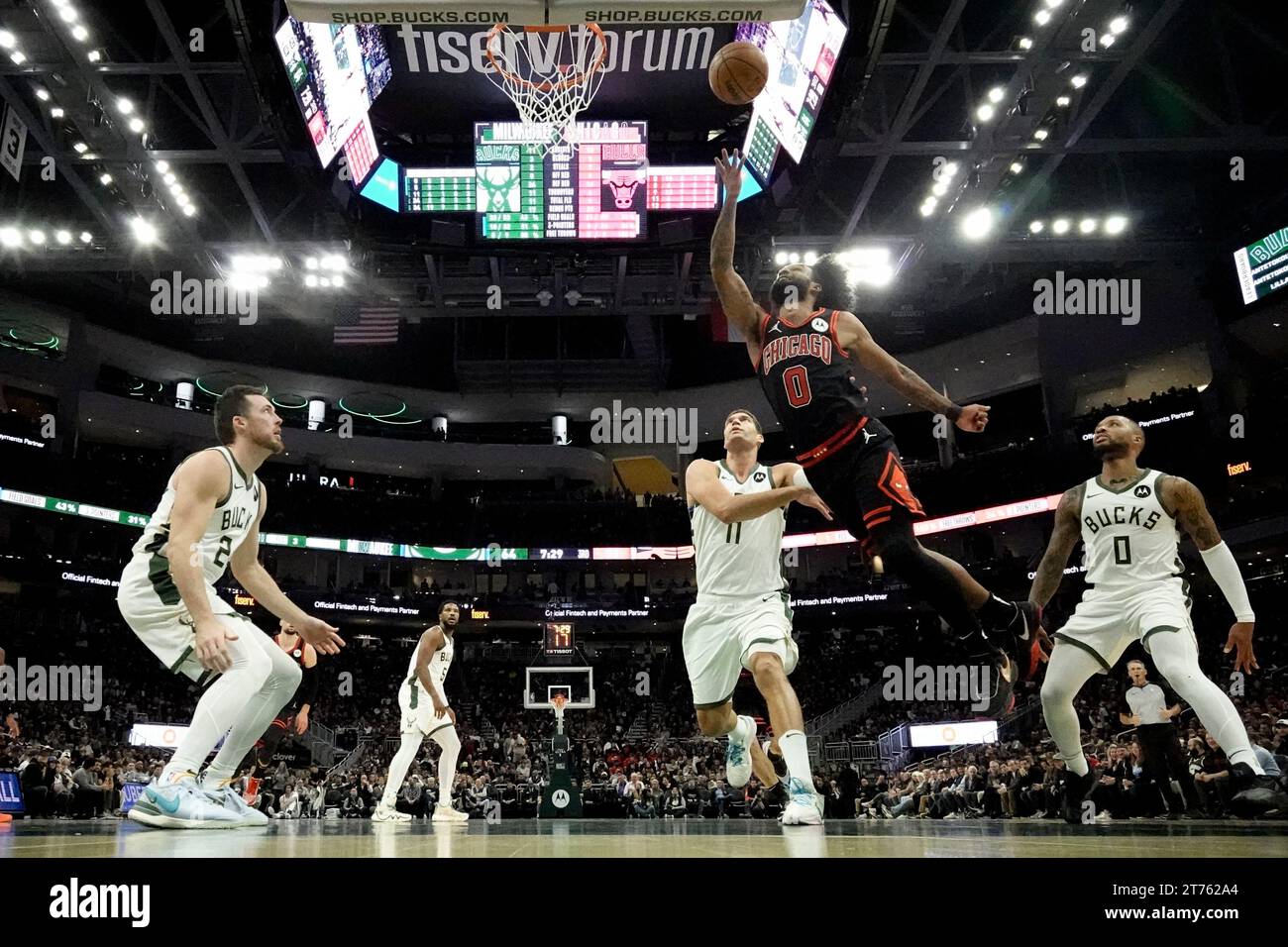 Chicago Bulls' Coby White shoots during the second half of an NBA ...