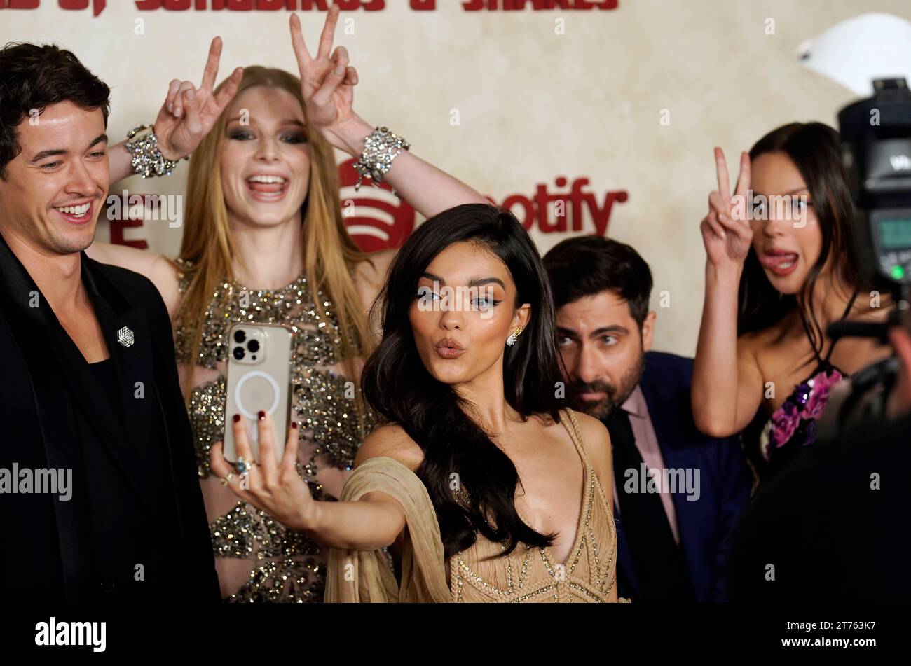 Rachel Zegler, center, a cast member in "The Hunger Games: The Ballad ...