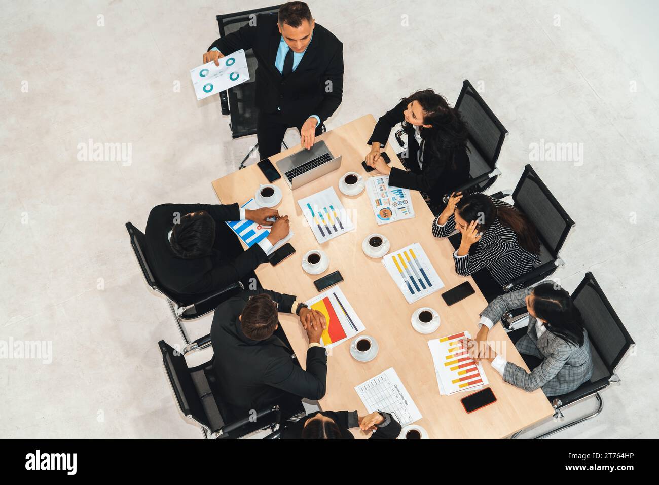 Business people group meeting shot from top view in office . Profession ...