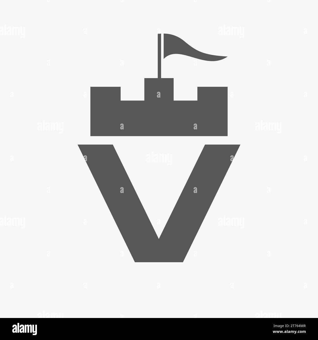 Castle Logo With V Logo Symbol Vector Template Stock Vector Image & Art ...