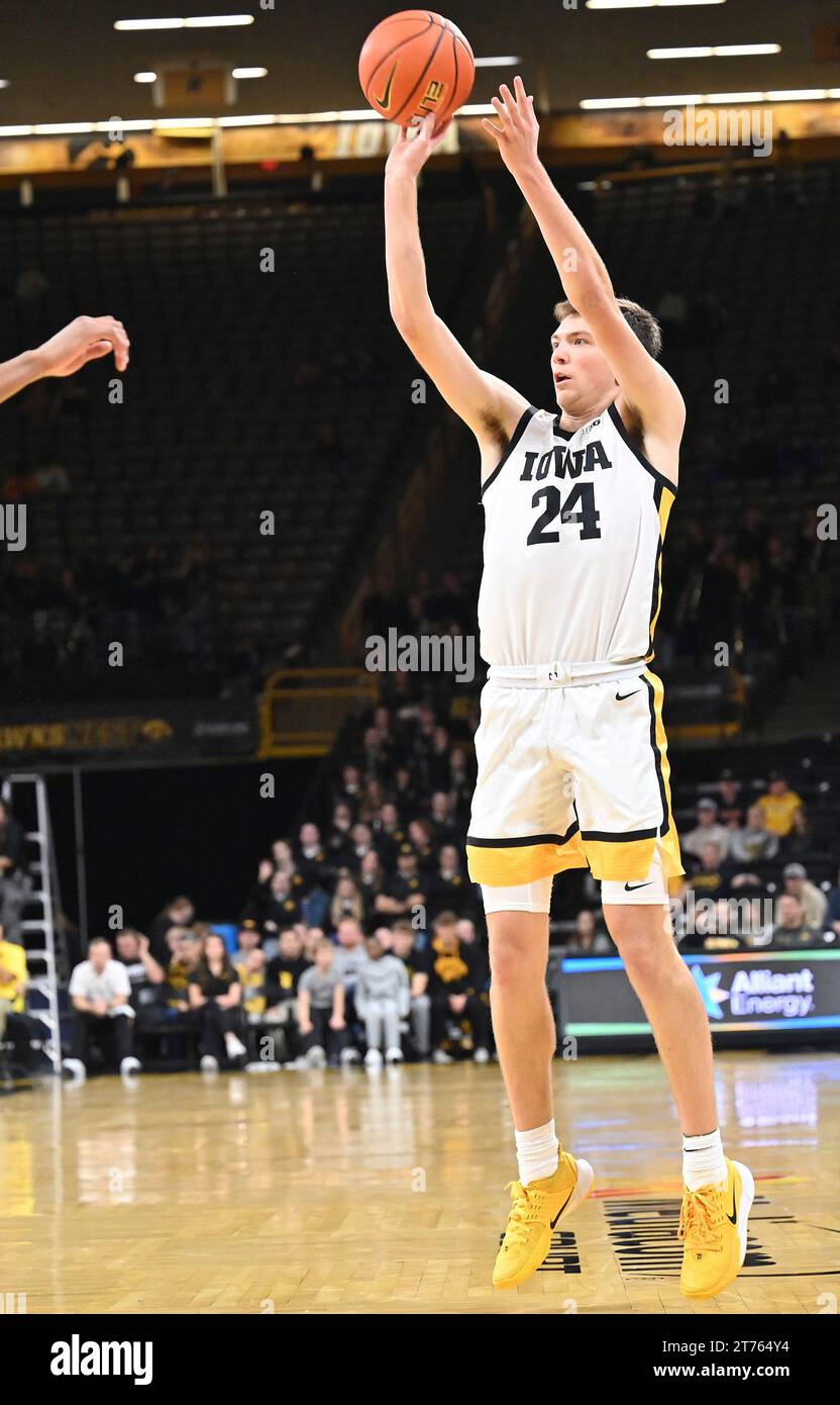 IOWA CITY, IA - NOVEMBER 10: Iowa forward Bryce Sanford (24) attempts a ...