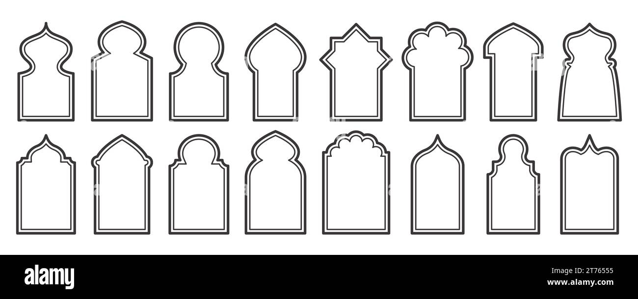 Ramadan frame shapes set. Vector door and windows arch with Islamic ...