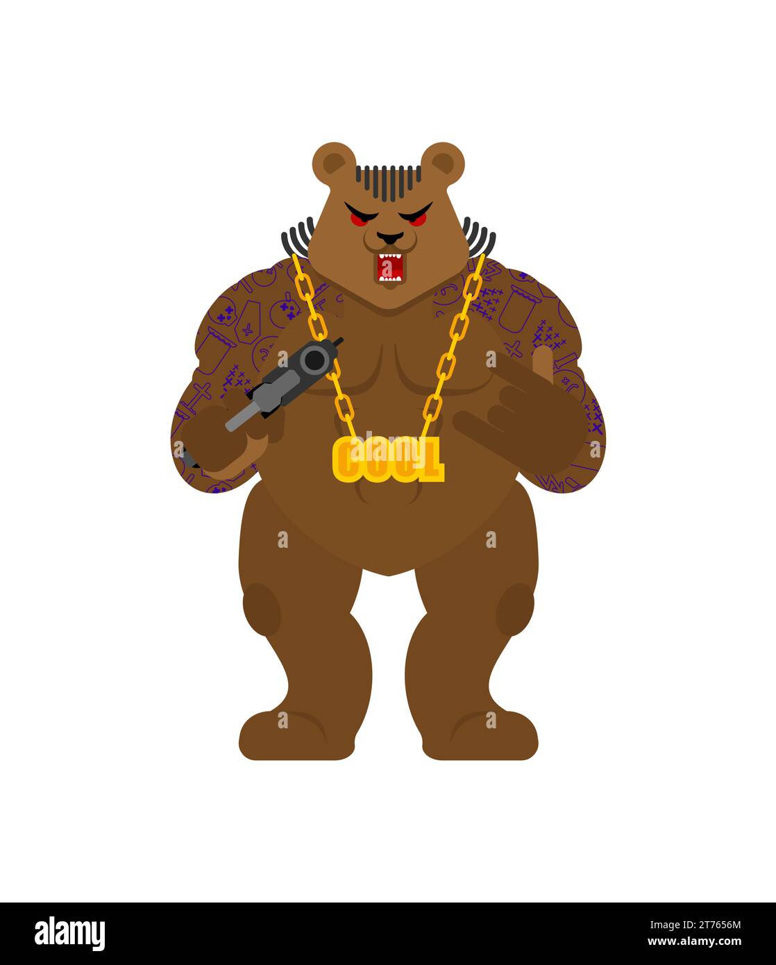 Bear gangster. Cool Beast. SWAG gangsta. Grizzly guy rapper Stock ...