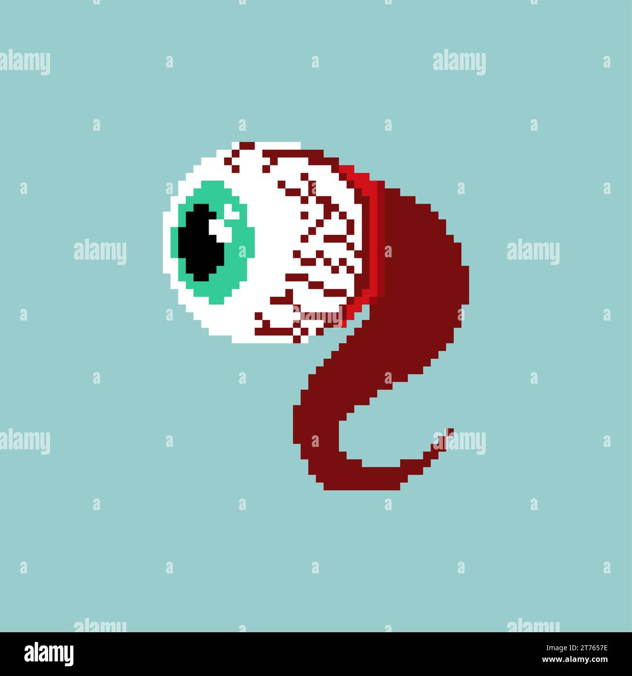 Eyeball pixel art isolated. 8 bit Eye and nerves anatomy Stock Vector ...