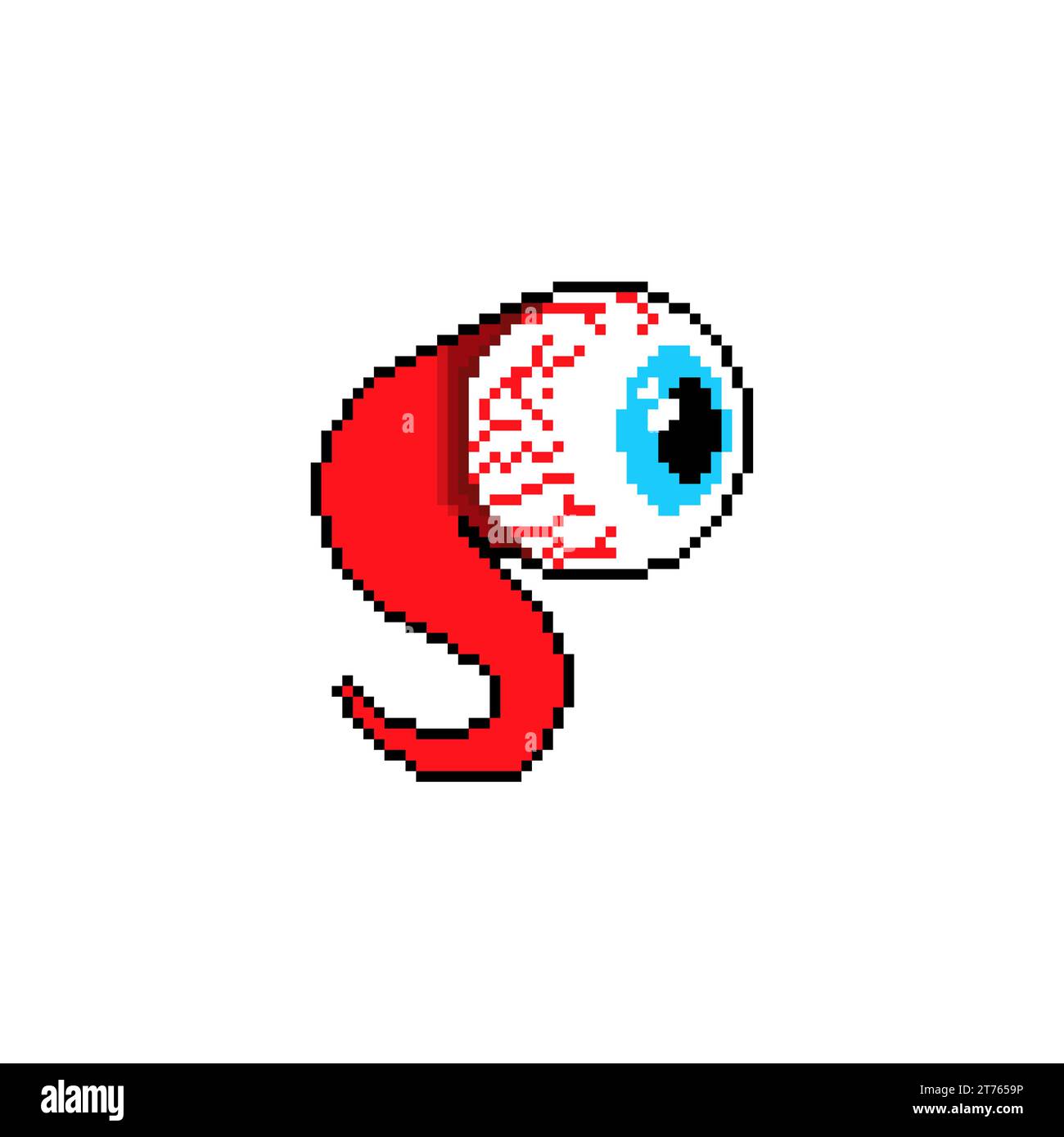 Eyeball pixel art isolated. 8 bit Eye and nerves anatomy Stock Vector ...