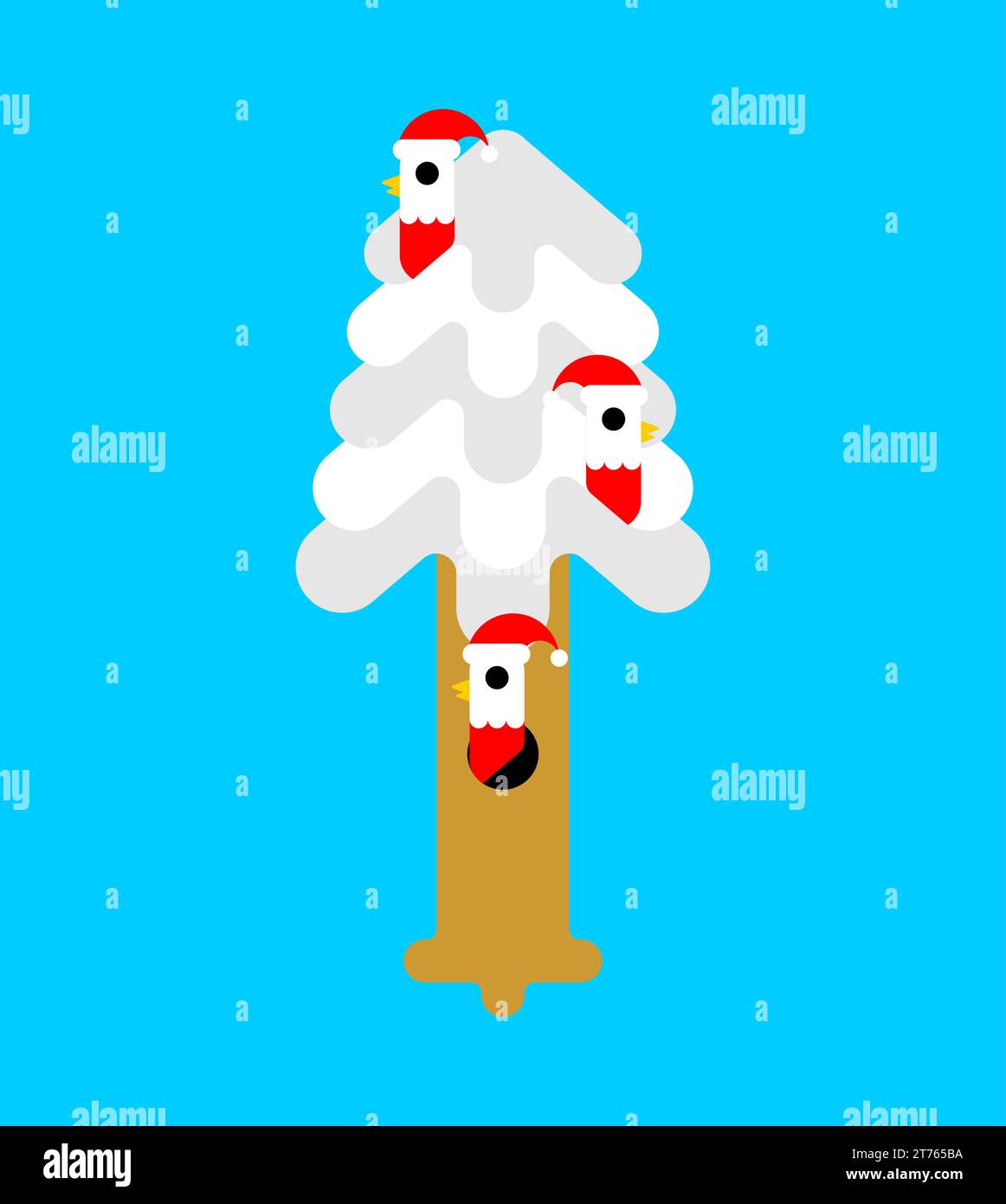 Santa Bird on tree. Christmas illustration. Bird habitat Stock Vector ...