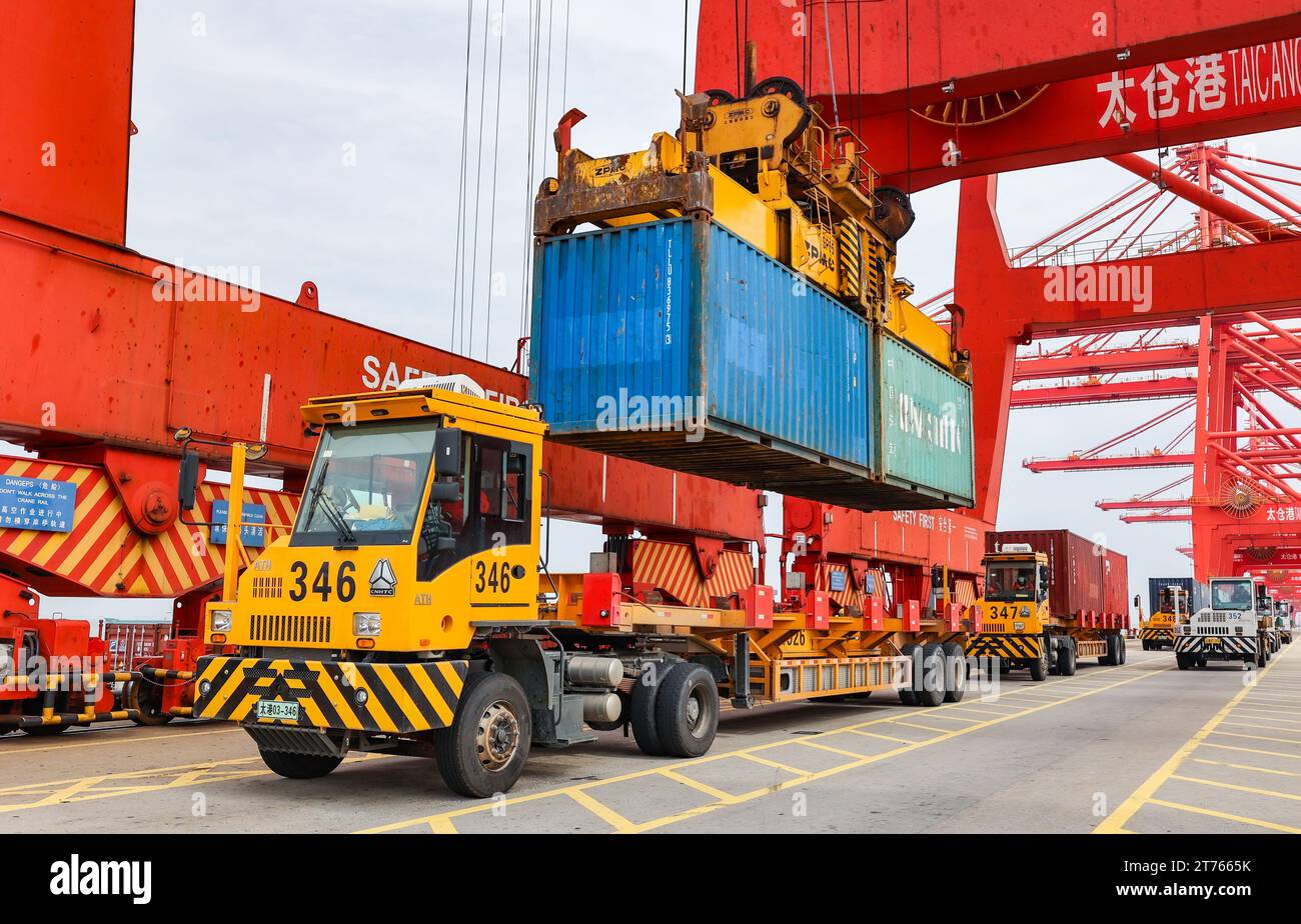 SUZHOU, CHINA - JULY 10, 2023 - (FILE) Rows of container truck wait to ...