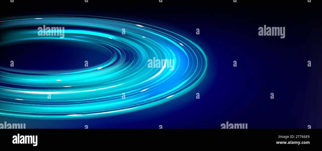 Circle flare, neon light effect of planet ring in outer space. Speed ...