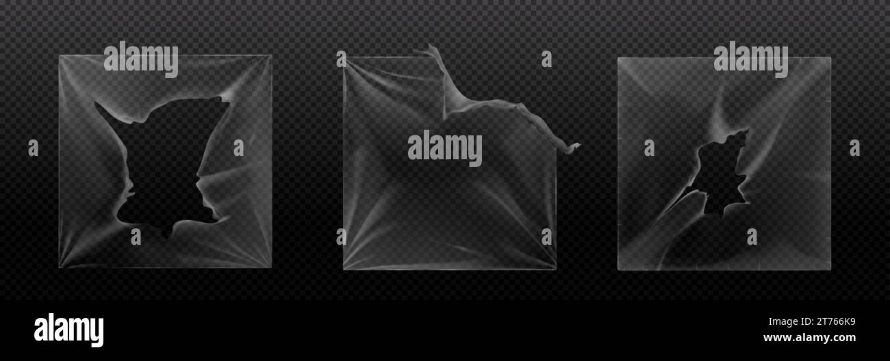 Torn vinyl cover with shrink and hole effect - realistic transparent ...