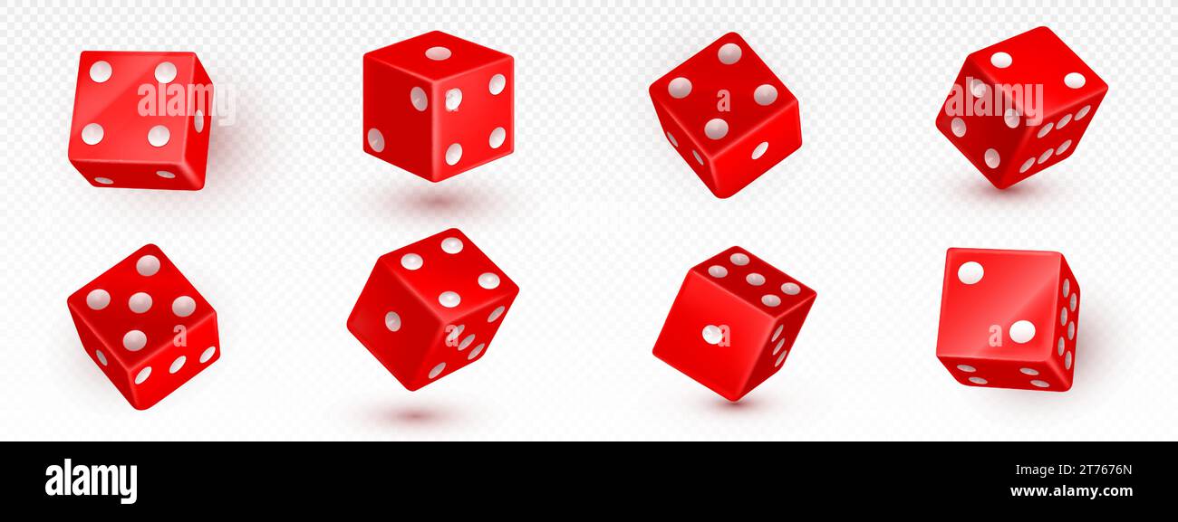 Realistic set of red dice isolated on transparent background. Vector ...