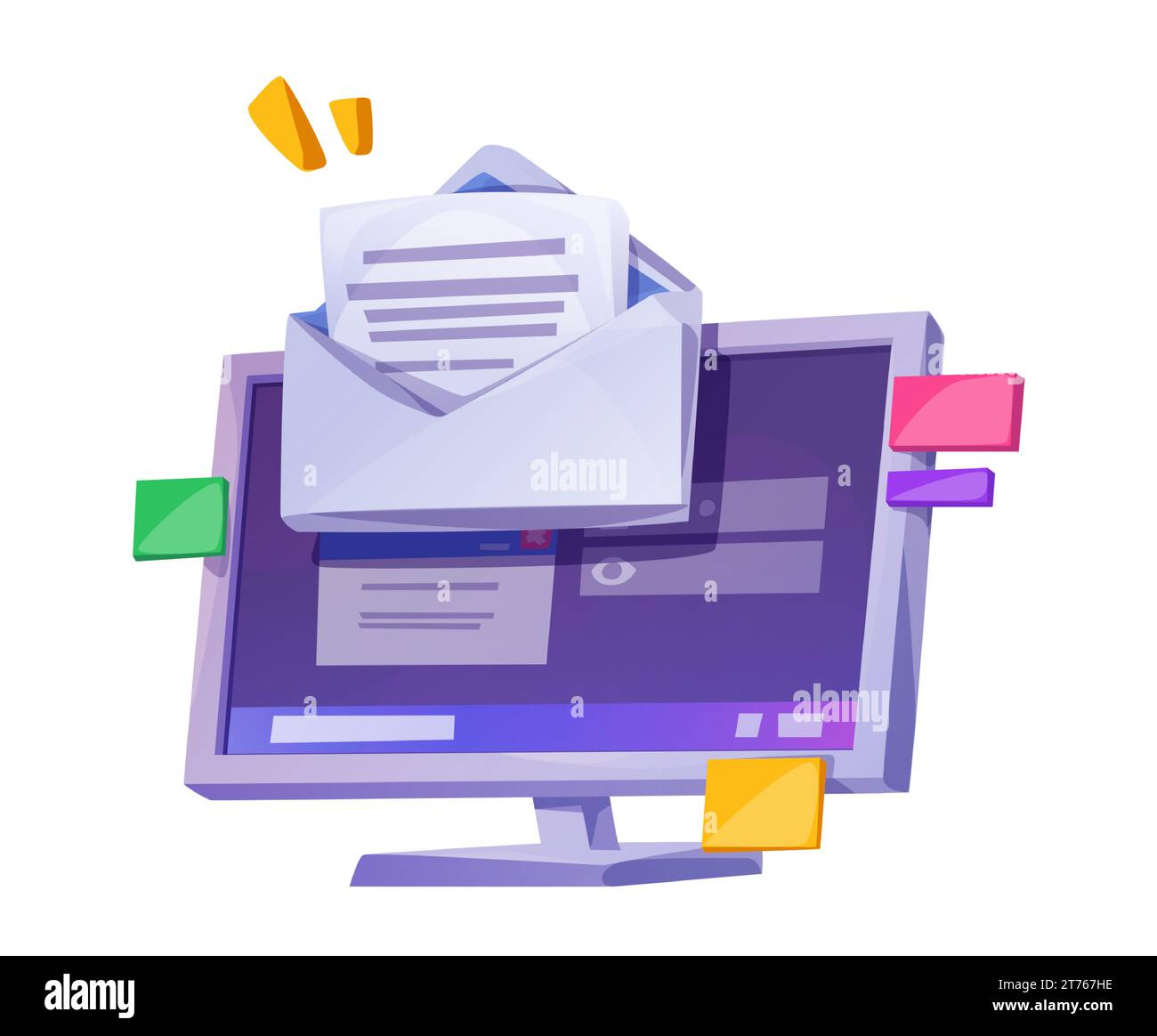 Email notification icon isolated on white background. Vector cartoon ...