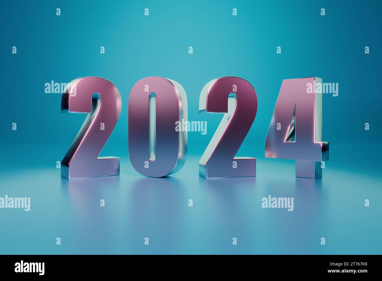 Bold Metallic Numbers for 2024 New Year Stock Photo - Alamy