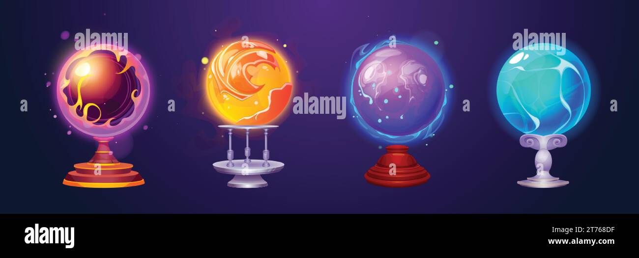 Crystal magic ball vector, glass orb sphere icon. Fantasy fortune ...