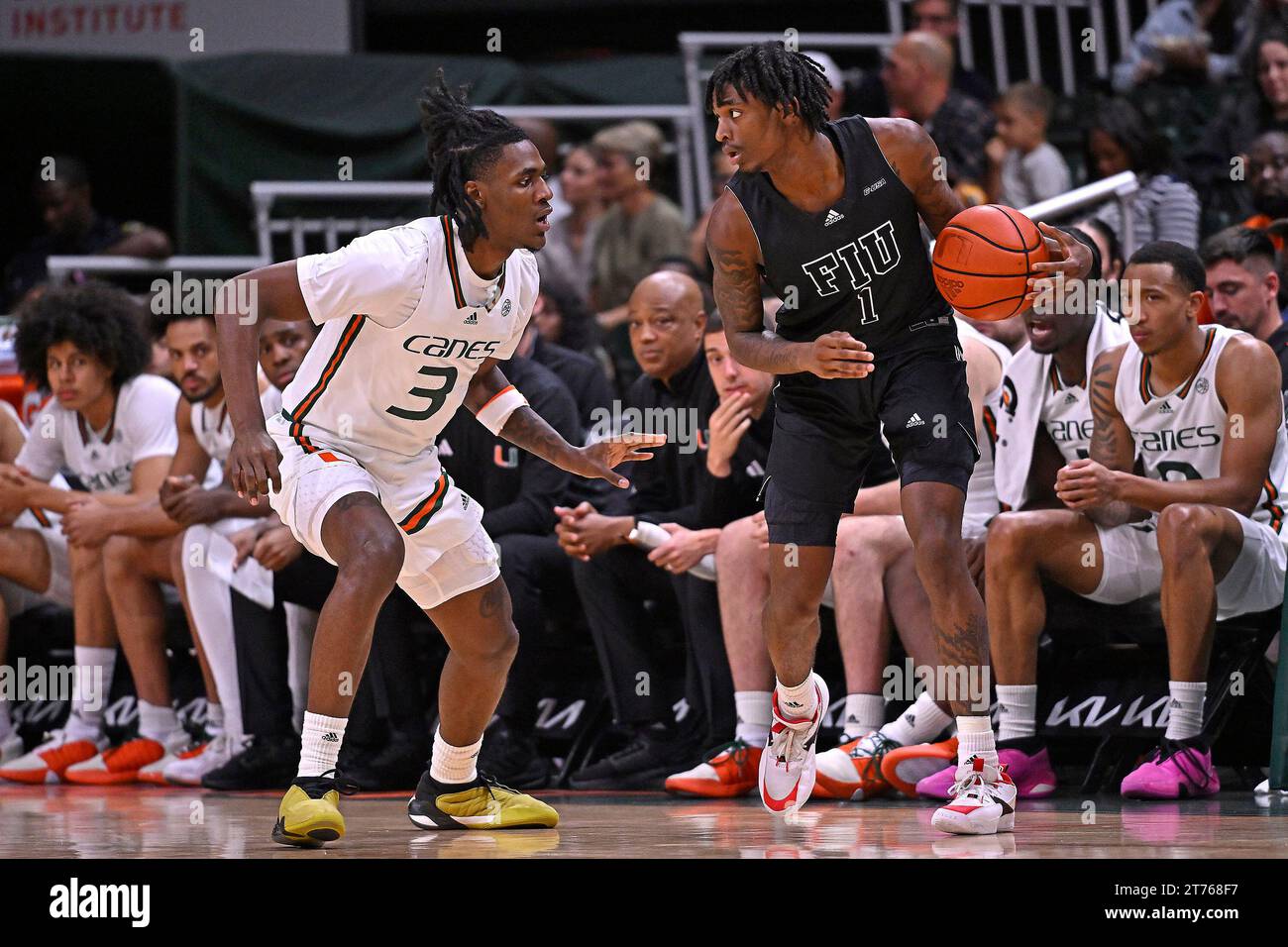 CORAL GABLES, FL - NOVEMBER 13: FIU guard Dashon Gittens (1) handles ...