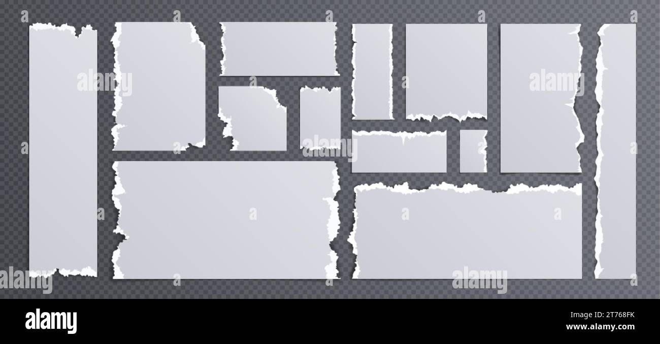 Strips and pieces of torn paper - realistic vector illustration set of ...
