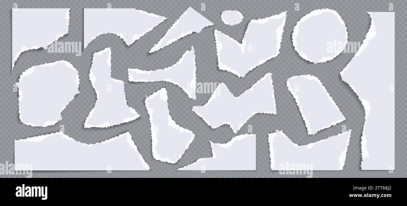 Pieces and fragments of torn paper. Realistic vector illustration set ...