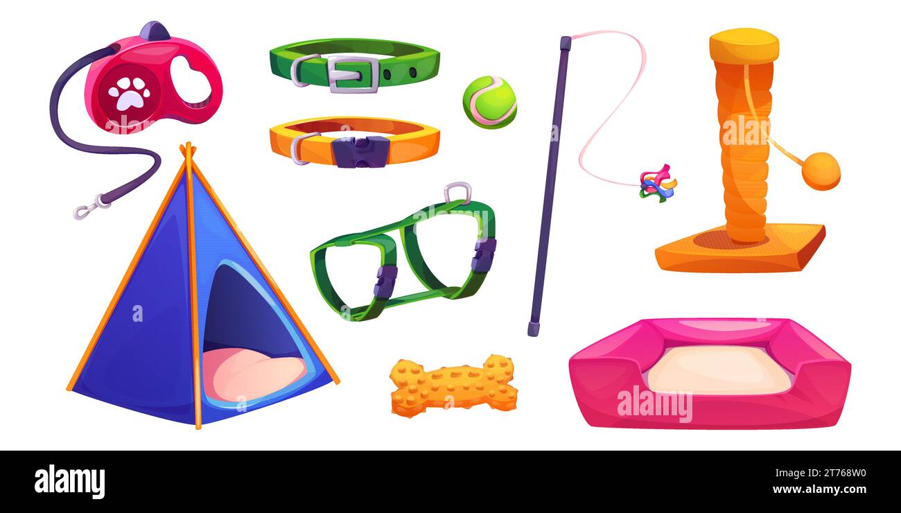 Pet shop goods isolated on white background. Vector cartoon ...