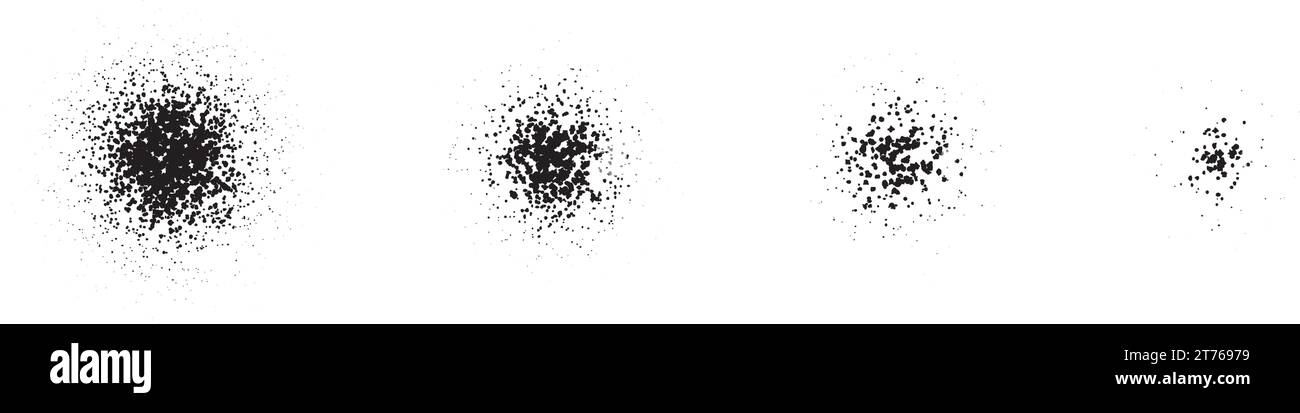 Stippled radial brush stroke set. Grain gradient collection. Grunge ...