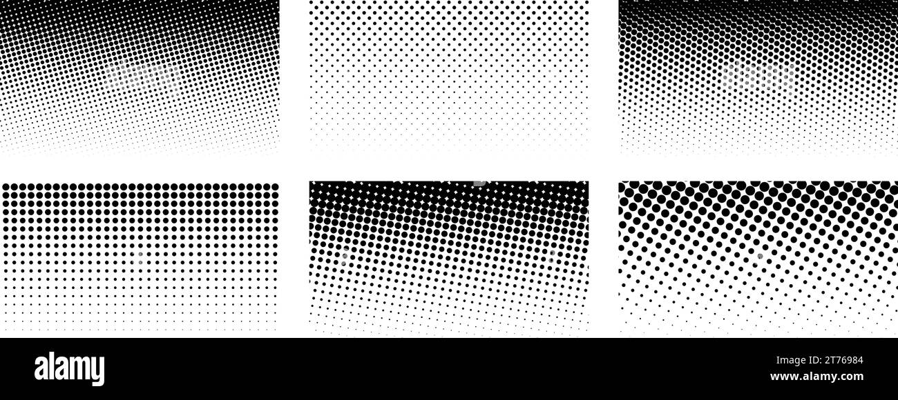 Set of horizontal halftone gradient backgrounds. Cartoon dots texture ...