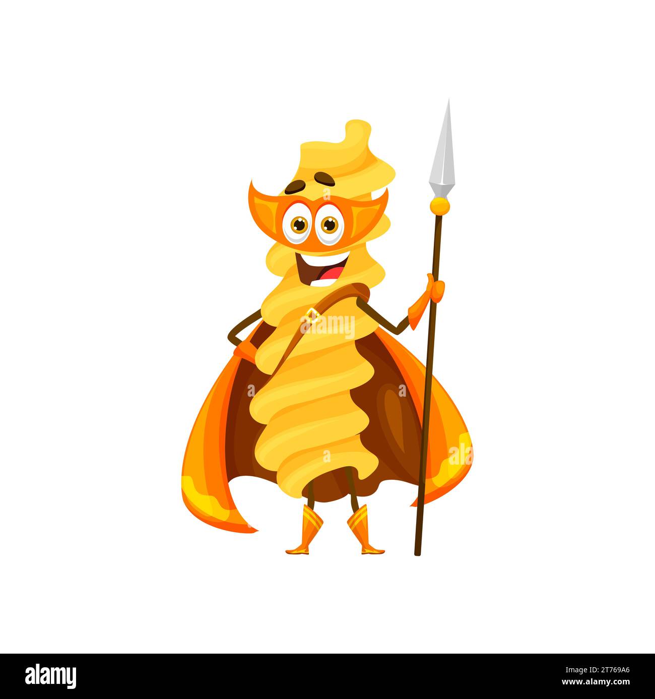 Cartoon rotini italian pasta superhero character. Isolated vector funny ...