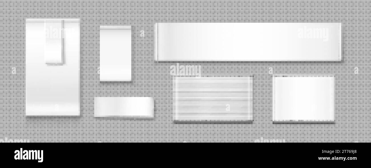 Set of blank cloth tags isolated on transparent background. Vector ...