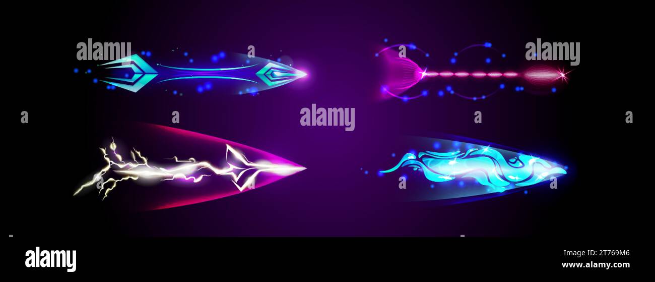 Glowing flying arrow with vfx motion effect. Realistic vector ...