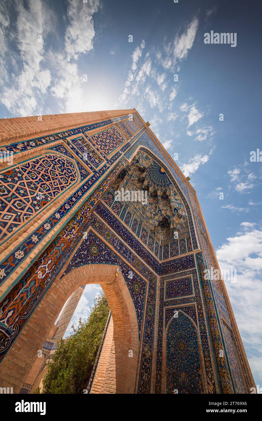 Parade portal of Gur-e-Amir mausoleum, famous architectural complex ...