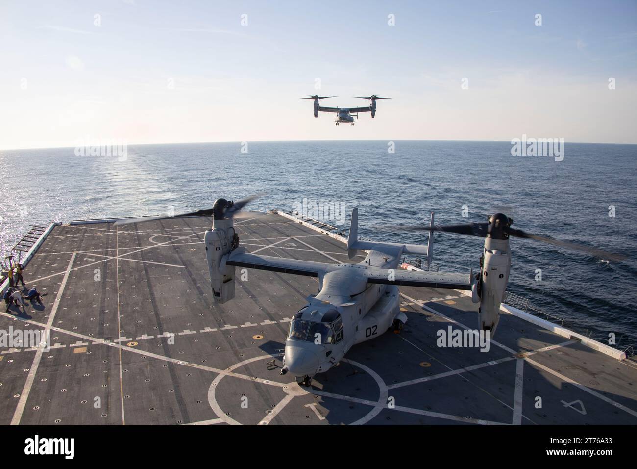 A U.S. Marine Corps MV-22 Osprey assigned to Marine Medium Tiltrotor ...