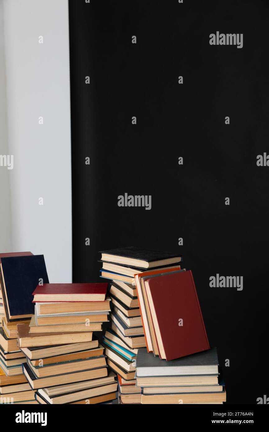 Lots of educational books for knowledge as background Stock Photo - Alamy